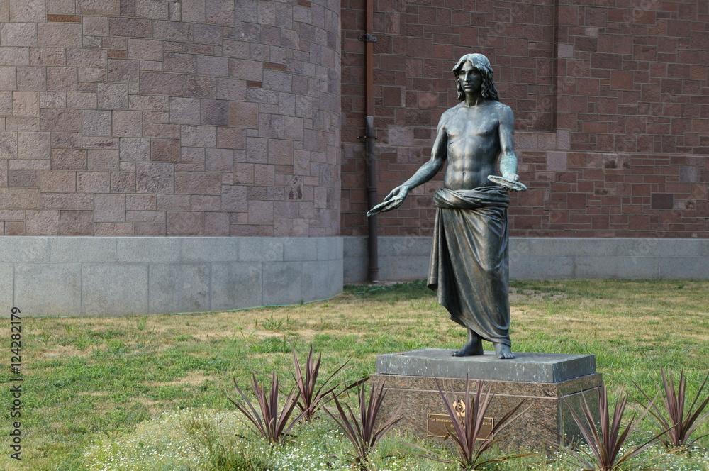 Jesus Statue in Front of Cathedral Stock Photo | Adobe Stock