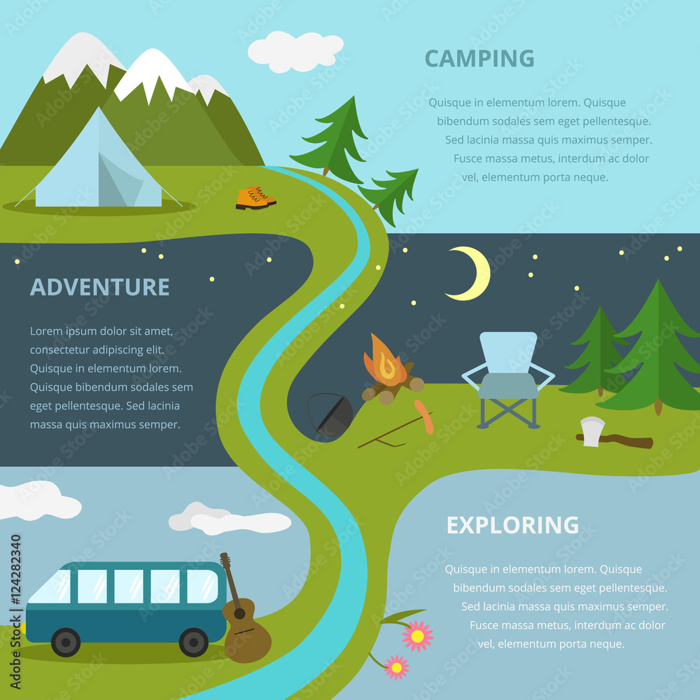 Camping template, concept. Stock Vector | Adobe Stock