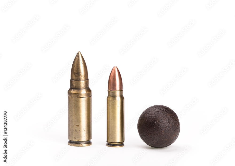 bullets from the machine gun on an isolated white background Stock ...
