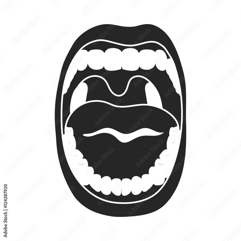 Mouth icon in black style isolated on white background. Organs symbol ...