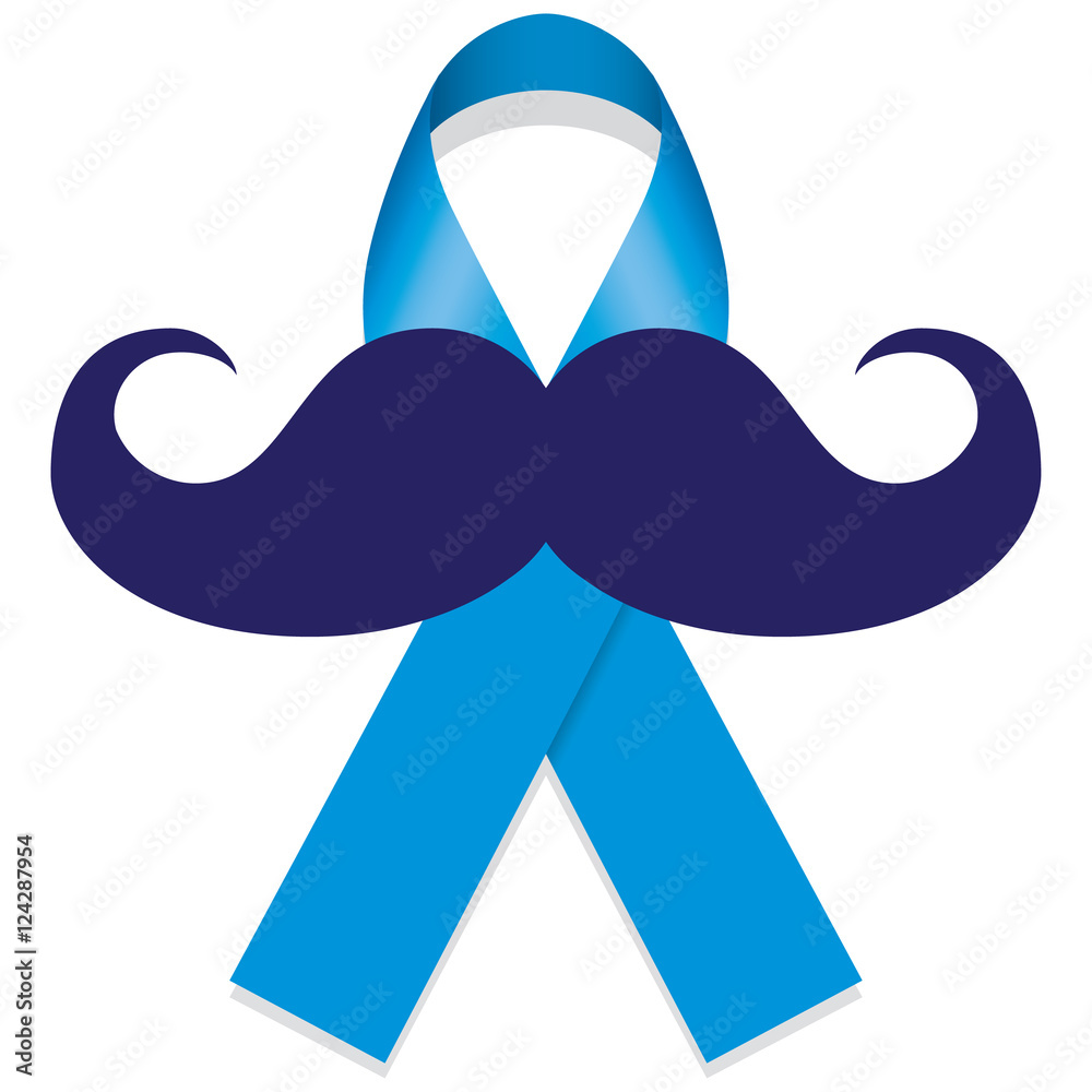 movember blue, against prostate cancer, blue ribbon with a mustache ...