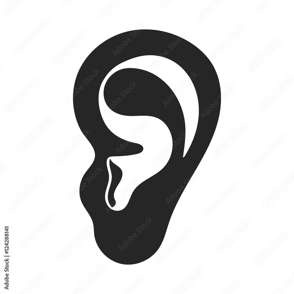 Ear icon in black style isolated on white background. Part of body ...