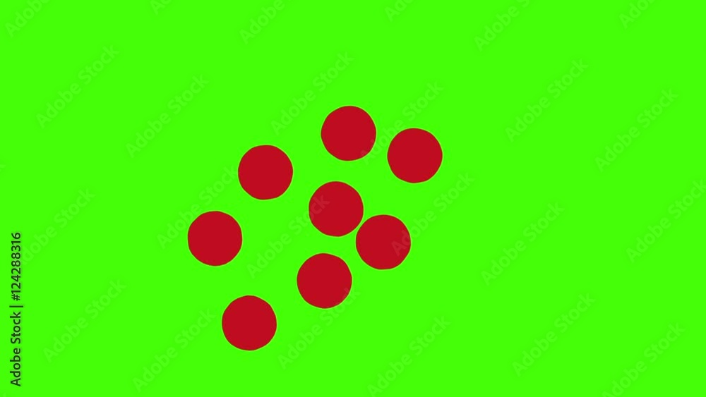 Illustration of Splitting Red Cells on a Green Screen Background Stock ...