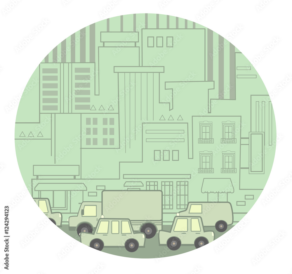 City Clip-art - Stylized Icon of a busy street with traffic congestion ...
