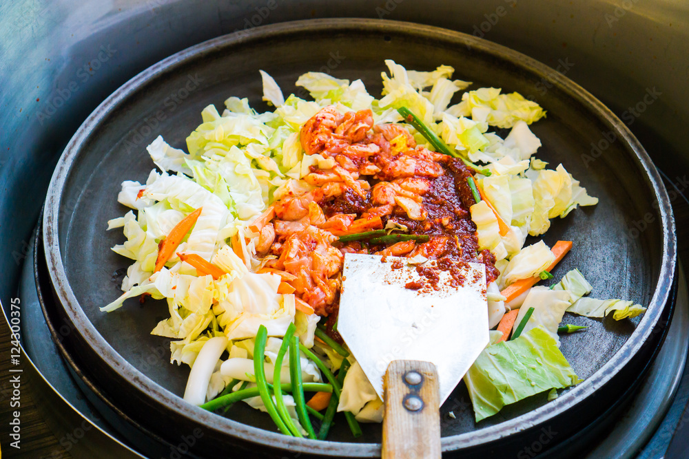 One of Korean favorite : Korean spicy stir fried vegetable, chicken and ...
