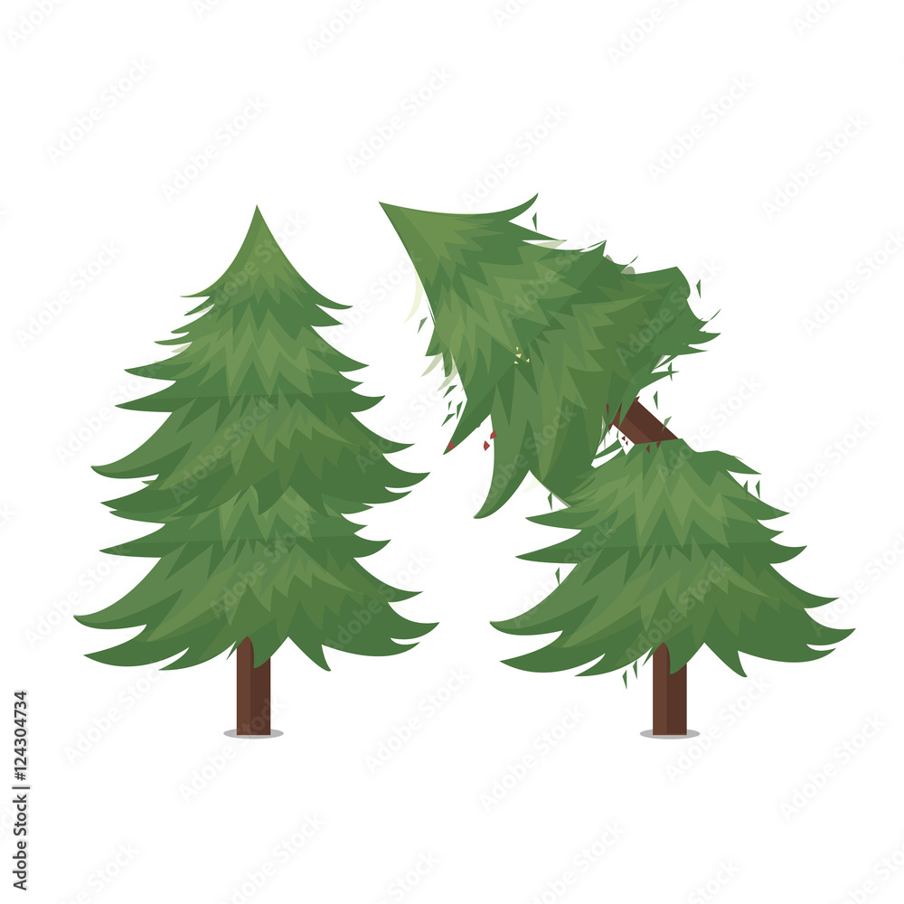 broken pine tree vector illustration Stock Vector | Adobe Stock