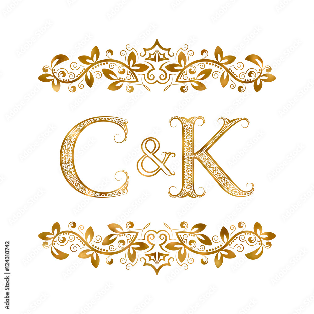 C&K vintage initials logo symbol. Letters C, K, ampersand surrounded ...