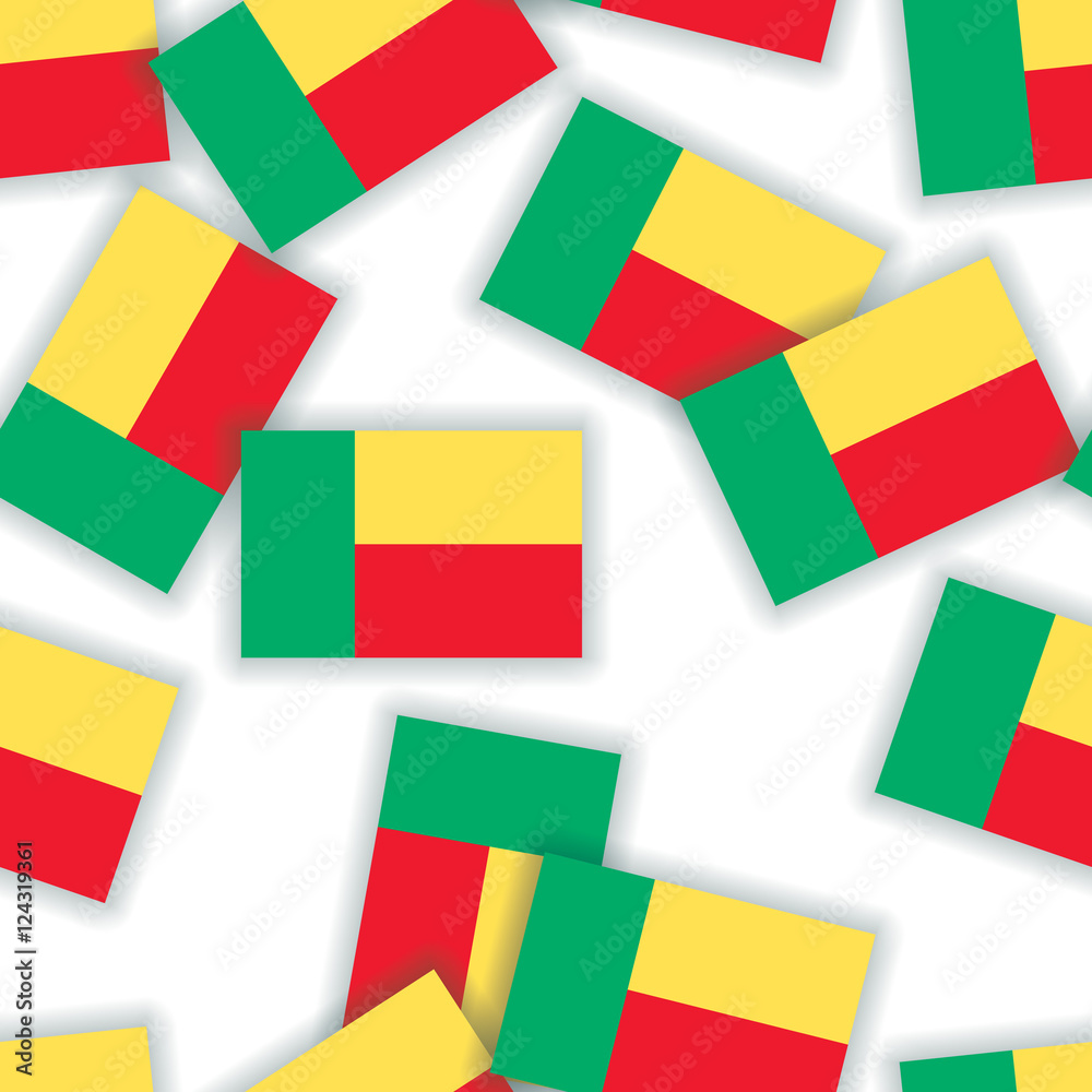 Benin - Seamless pattern collage of flags with shadows on a whit Stock Vector | Adobe Stock