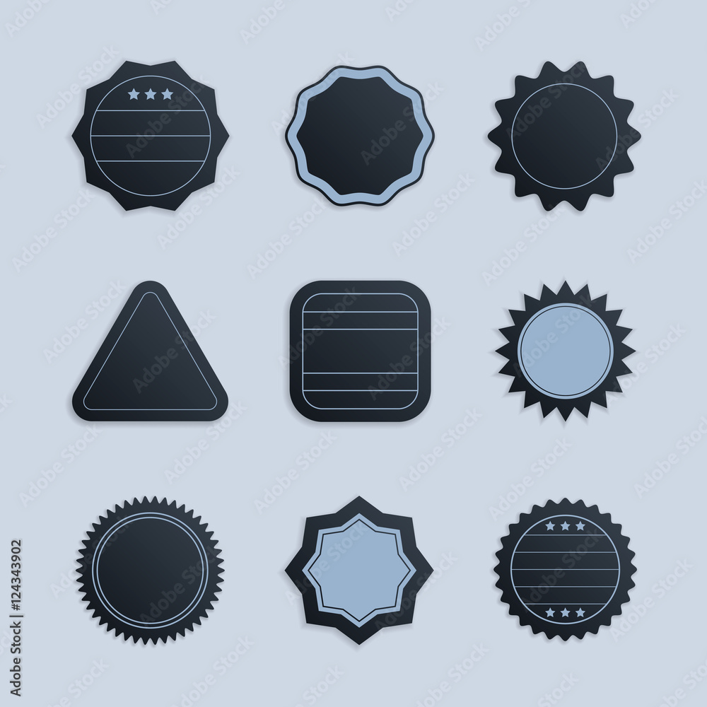 Collection of vintage black label/sticker, isolated on white background ...