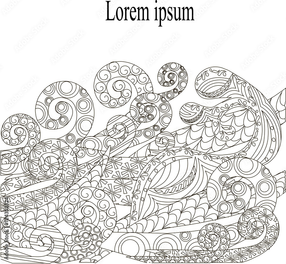 Hand drawn zentangle black and white abstract background, vector ...