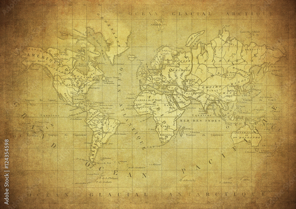 vintage map of the world published in 1847 Stock Photo | Adobe Stock