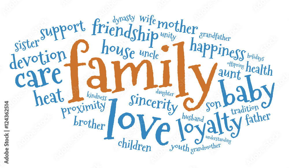 Family word cloud on white background, social concept, vector ...