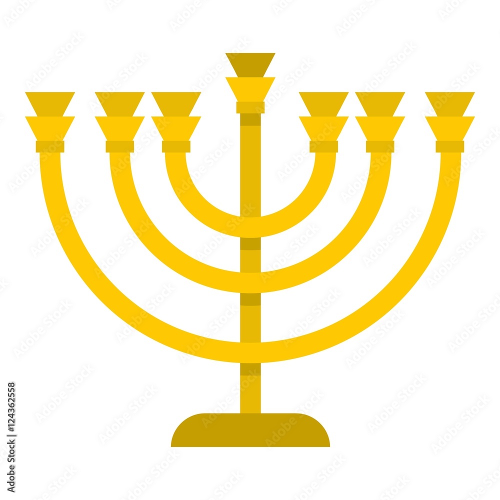 Jewish Menorah with candles icon. Flat illustration of menorah vector ...