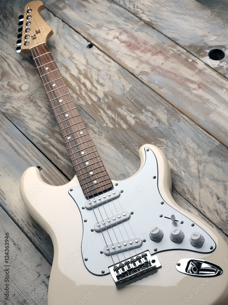 Beige electric guitar Stock Photo | Adobe Stock