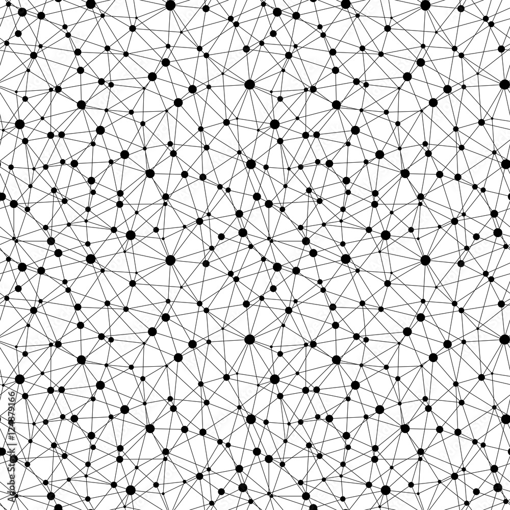 Vector Monochrome Seamless Pattern Geometric Background Texture With Linear Triangles And Circles