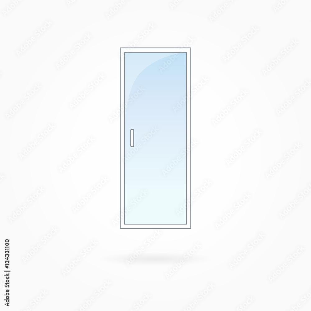 Door frame vector illustration, single closed transparent vitreous door ...