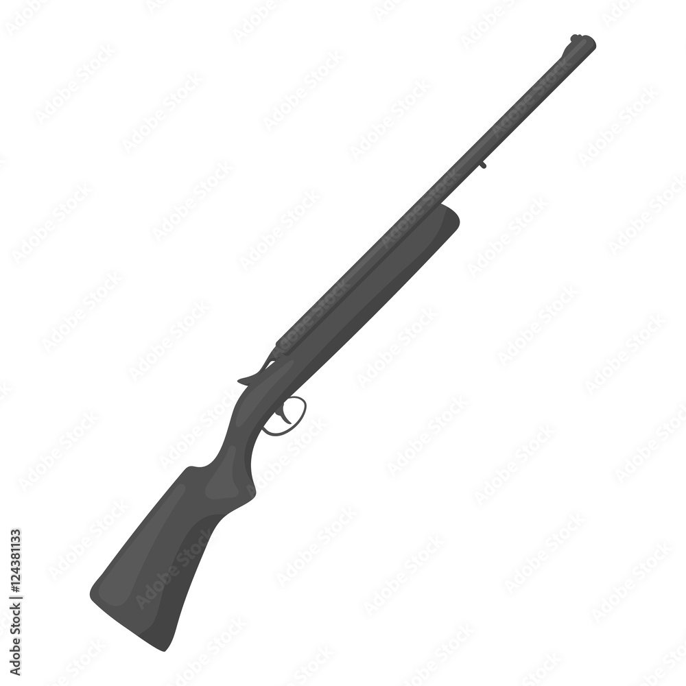 Hunting rifle icon in monochrome style isolated on white background ...