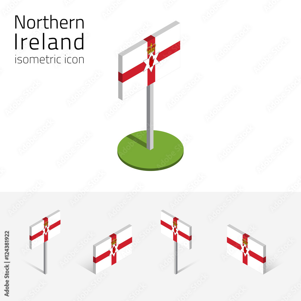 Flag of Northern Ireland (United Kingdom), vector set of isometric flat ...