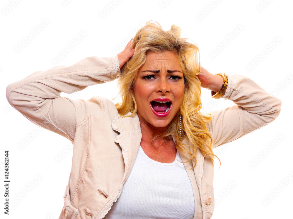 Blond woman going crazy Stock Photo | Adobe Stock