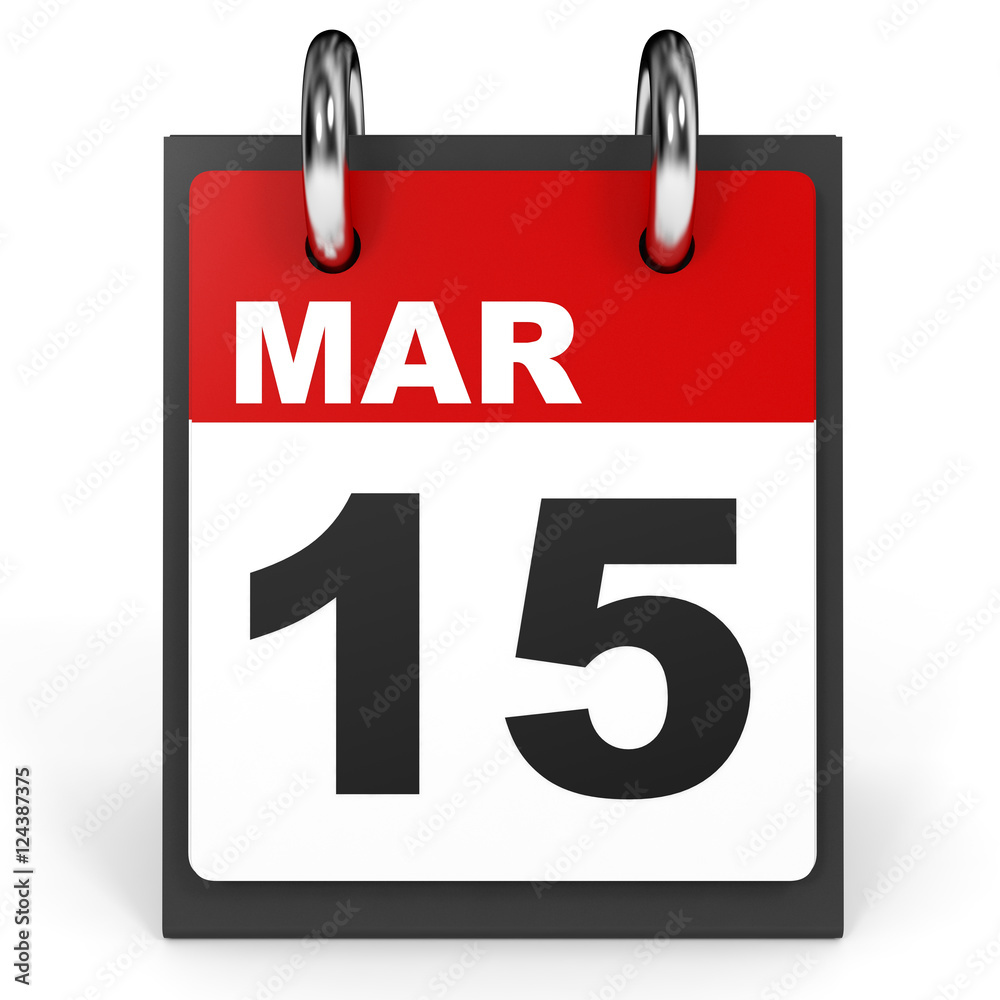 March 15. Calendar on white background. Stock Illustration | Adobe Stock