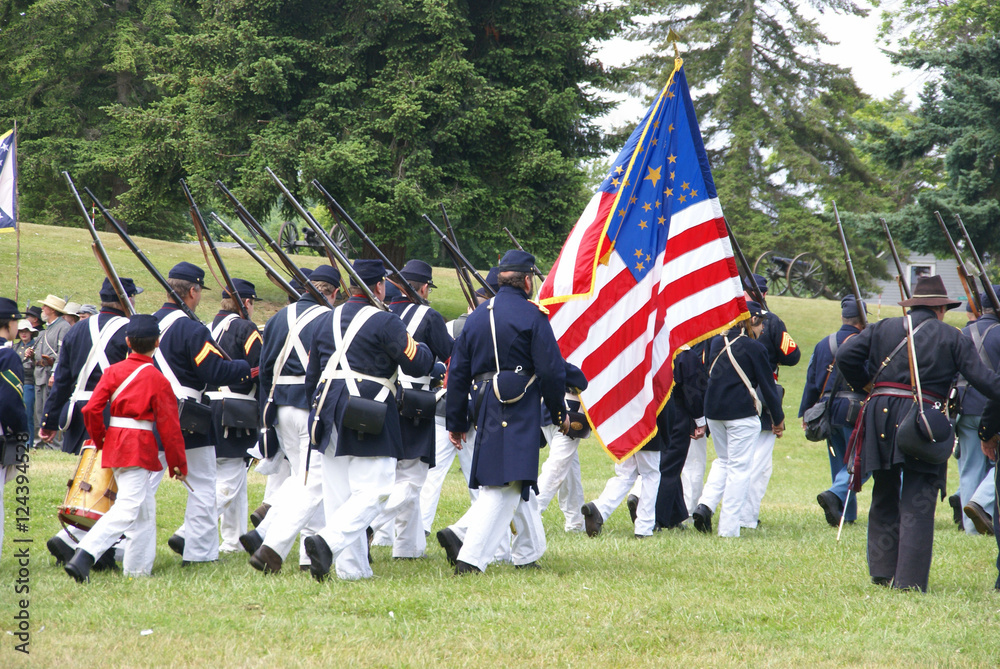 Union army marching to battle Stock Photo | Adobe Stock
