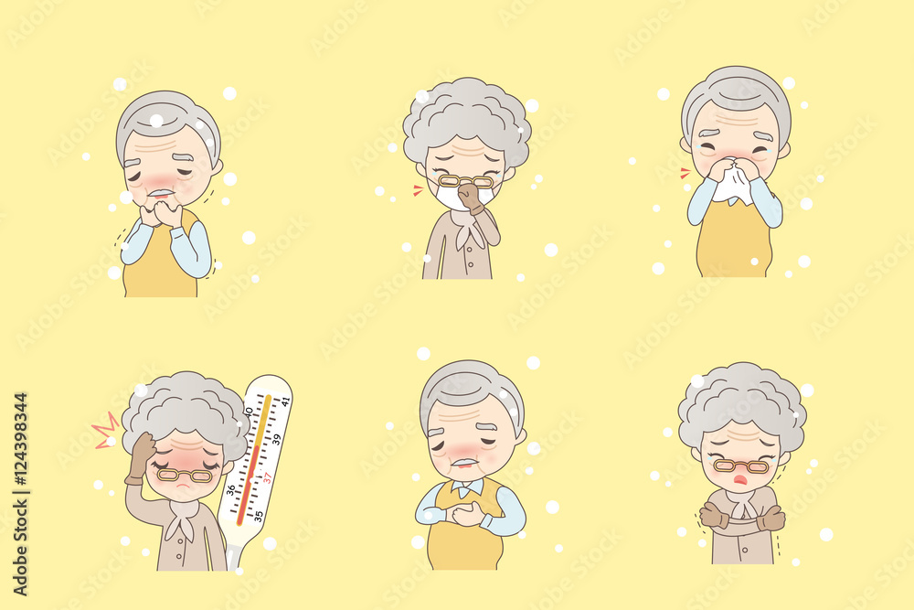 cartoon old people catch cold Stock ベクター | Adobe Stock