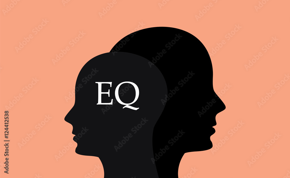 eq emotional question with sillhouette human brain head with orange ...