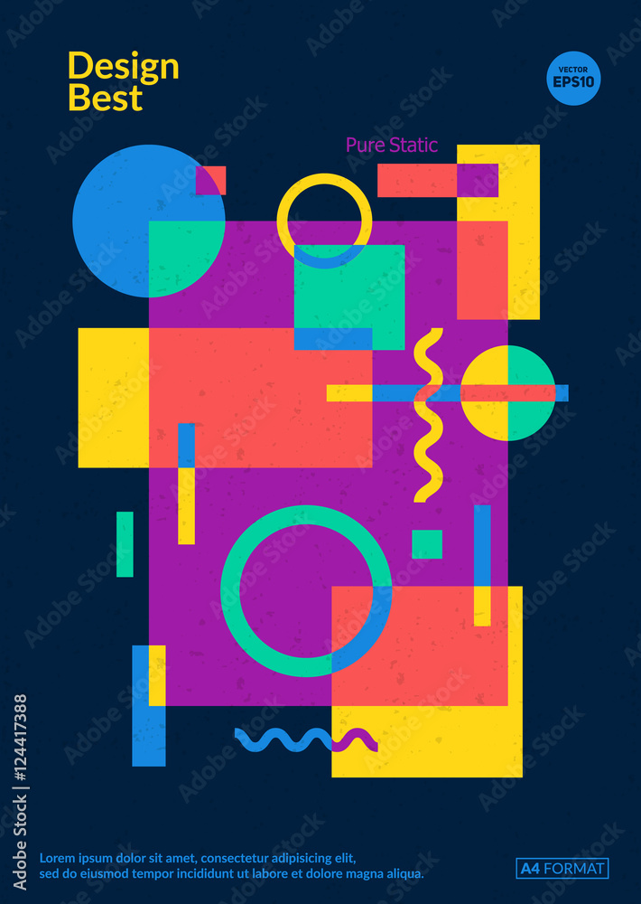 Static design poster. Simple colorful geometric shapes overlap. Eps10 ...