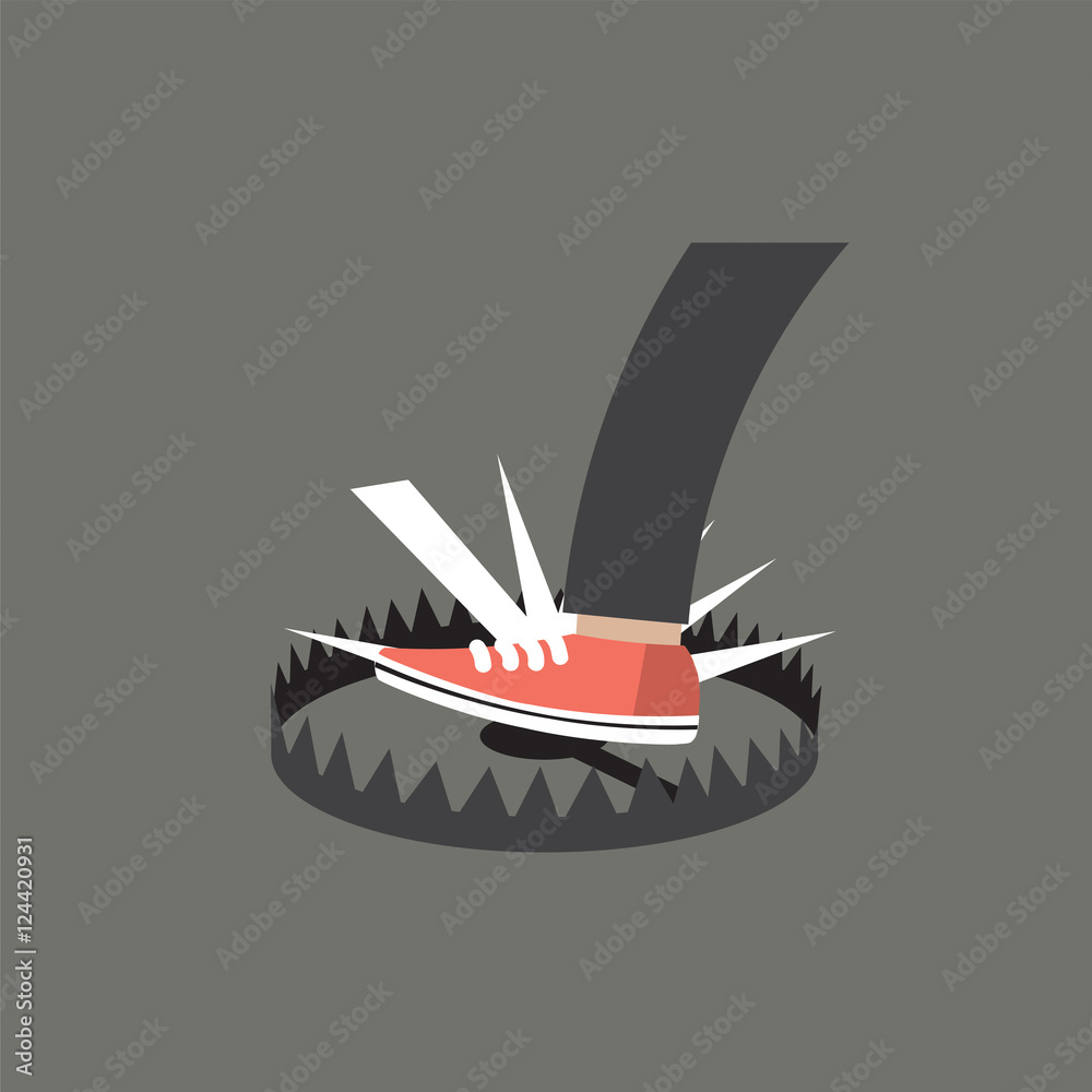 Foot Stepped On Trap Vector Illustration Stock Vector | Adobe Stock
