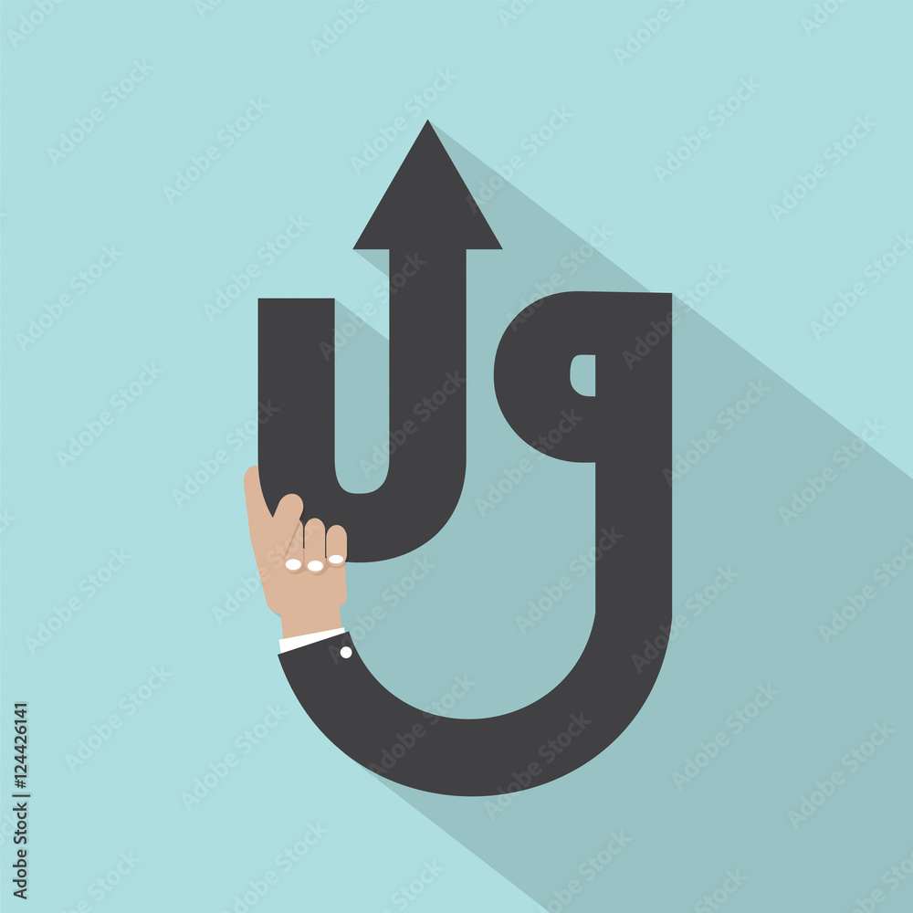 Hand And Arrow With Up Typography Design Vector Illustration Stock ...