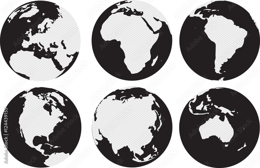 World continents map with circles inside Stock Vector | Adobe Stock