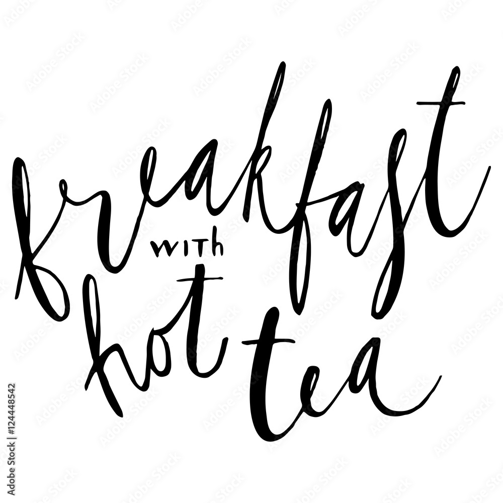Breakfast card. Hand drawn lettering background. Modern brush ...