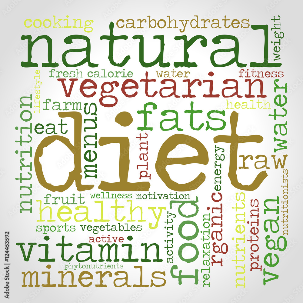 Stylish diet word cloud. Healthy food concept. Vector. Stock Vector ...