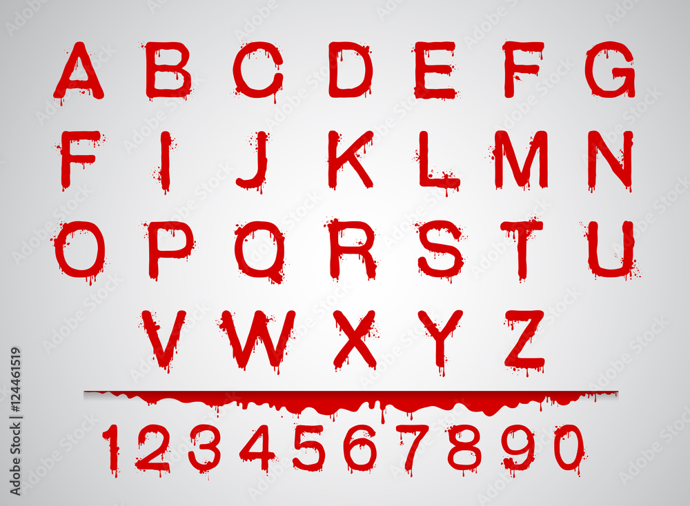 blood fonts set alphabet blood set Stock Vector | Adobe Stock