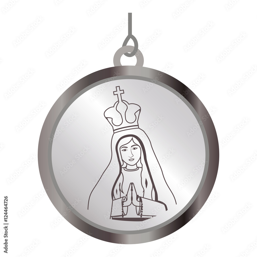 virgin mary medal object. christianity design over white background ...