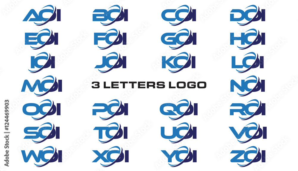 3 letters modern generic swoosh logo AOI, BOI, COI, DOI, EOI, FOI, GOI ...