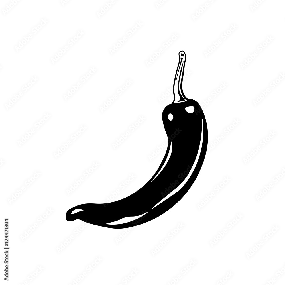 vector black chilli pepper icon on white Stock Vector | Adobe Stock