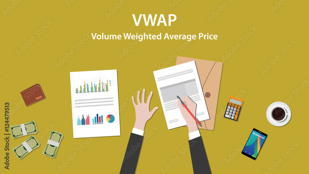 vwap volume weighted average price concept with businessman work on ...