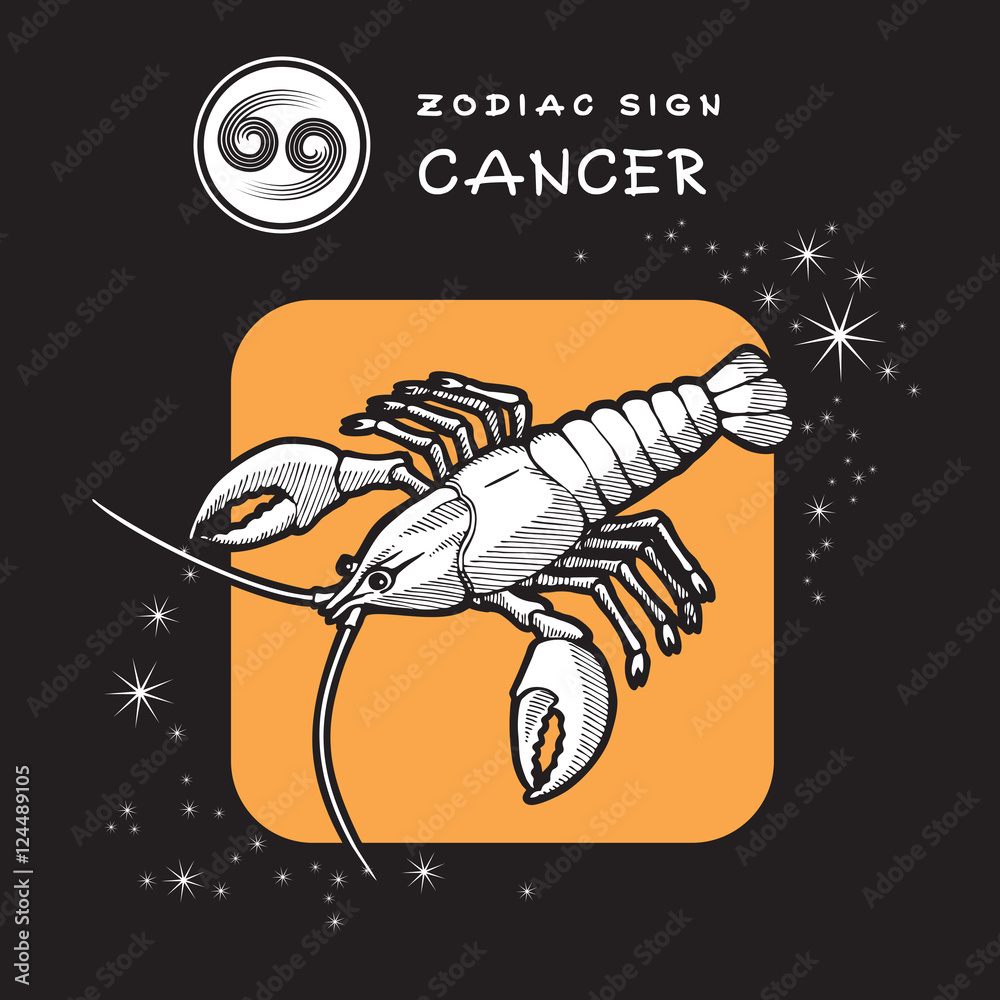 Cancer Astrology Sign Vector Icon Of Zodiac Symbol Traditional