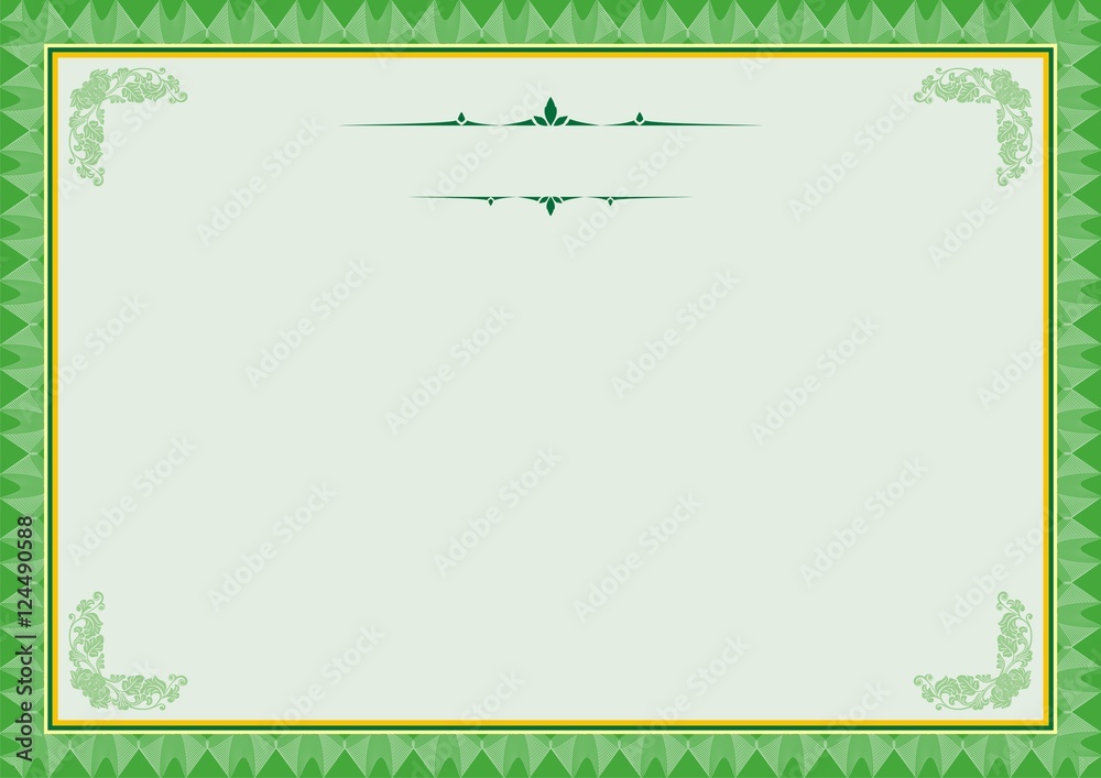 Green Fame - border for diploma or certificate / A4 size Stock Vector ...