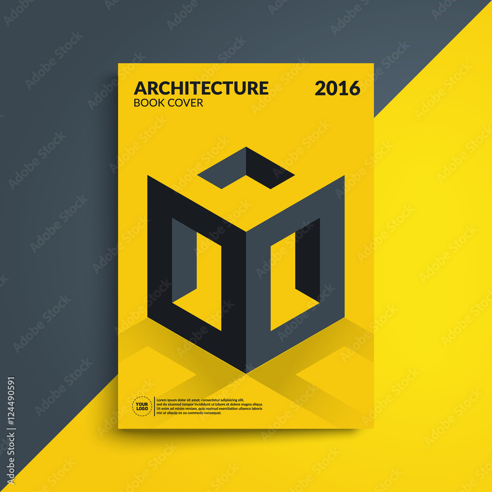 Architecture book cover. Isometric design. A4 format template. Vector ...