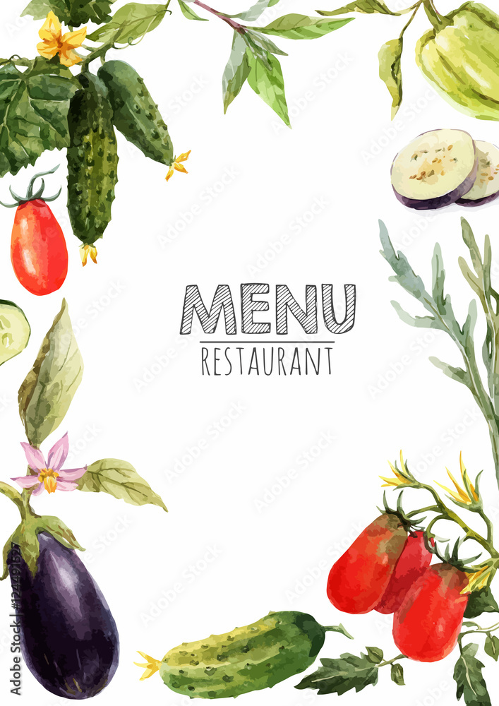 Watercolor menu template Stock Vector | Adobe Stock