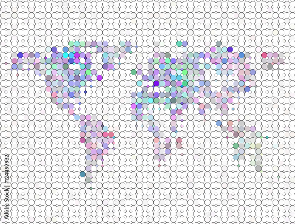 Abstract polygon 3d render world map isolated on white background Stock ...