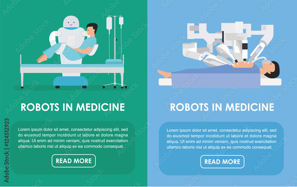 Robots in medicine. Flat Vector illustration. Medicine concept. Stock ...