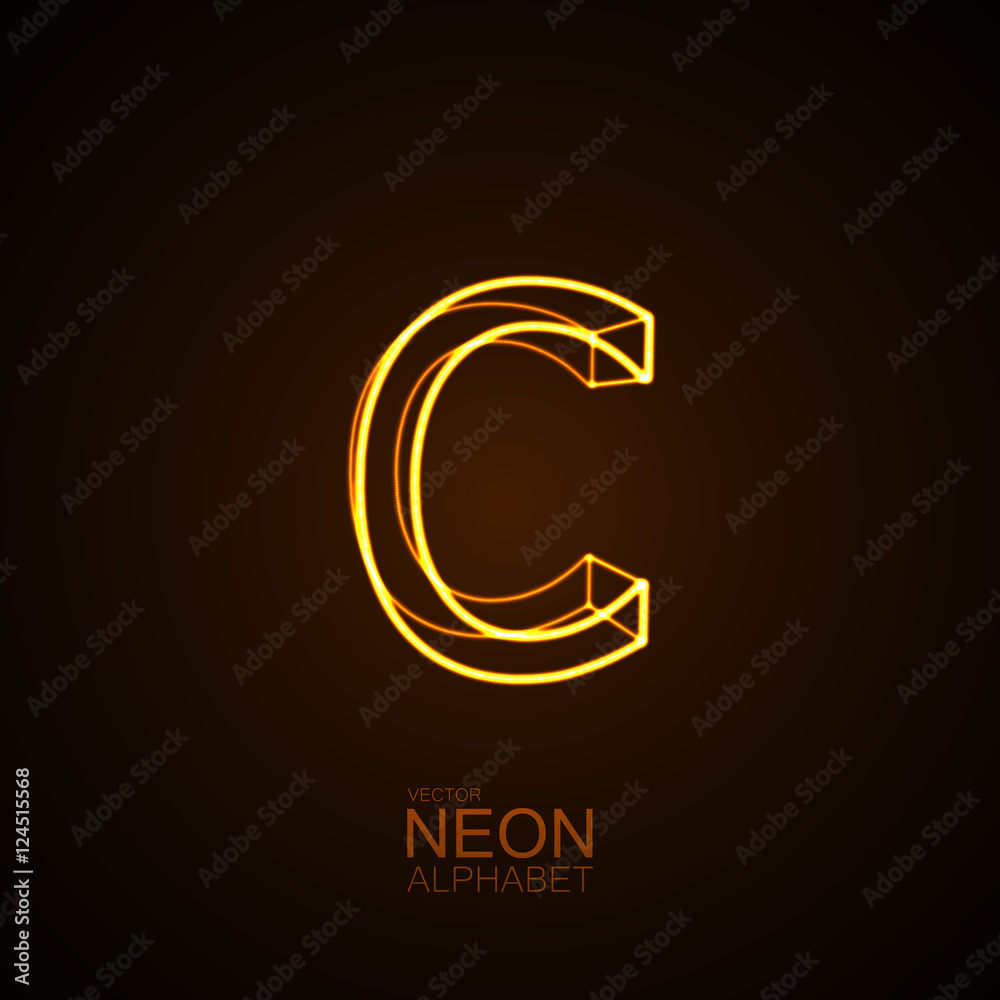 Neon 3D letter C Stock Vector | Adobe Stock