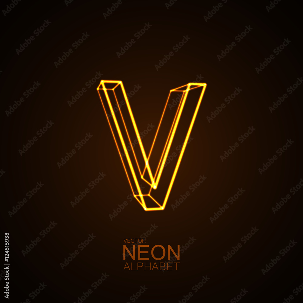 Neon 3D letter V Stock Vector | Adobe Stock