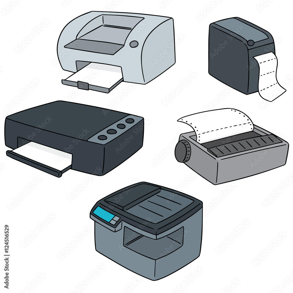 vector set of printer Stock Vector | Adobe Stock