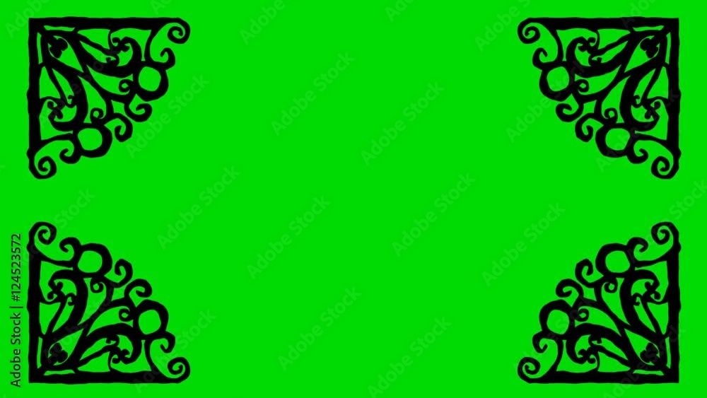 Real Animated Cartoon of Metal Shaped Border Corners on a Green Screen ...