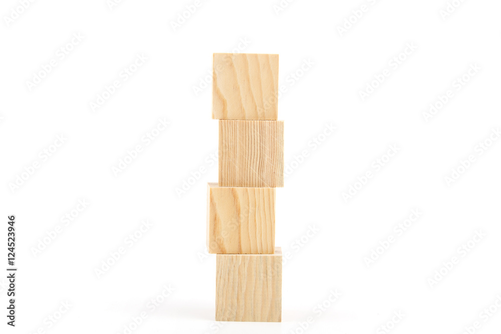 Blank wooden blocks isolated on white background. Stock Photo | Adobe Stock