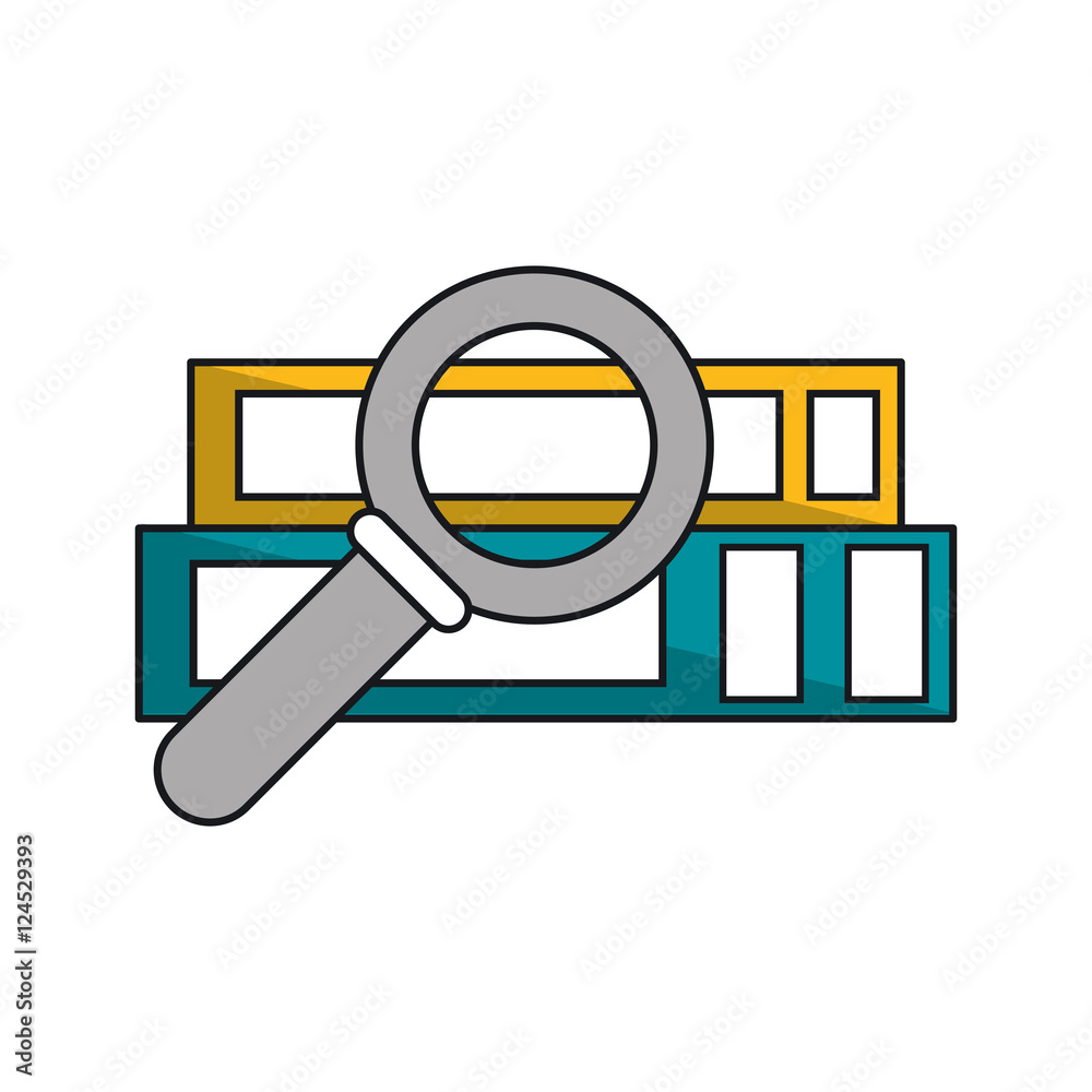 Book and lupe icon. School education supply and object theme. Isolated ...